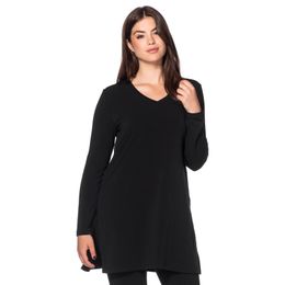 sheego Große Größen: Longshirt mit Seitenschlitzen, schwarz, Gr.52/54