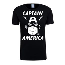 logoshirt T-Shirt 'Captain America' Herren Gr&ouml;&szlig;e S schwarz / wei&szlig;