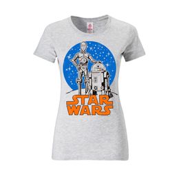 logoshirt T-Shirt 'R2-D2 & C-3PO' Damen Gr&ouml;&szlig;e S blau / graumeliert / orange