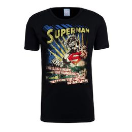 logoshirt T-Shirt Superman Herren Gr&ouml;&szlig;e L schwarz