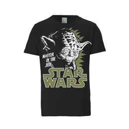 logoshirt T-Shirt 'Yoda' Herren Gr&ouml;&szlig;e L oliv / schwarz / wei&szlig;
