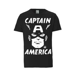 logoshirt T-Shirt 'Captain America - Marvel' Herren Gr&ouml;&szlig;e L schwarz / wei&szlig;
