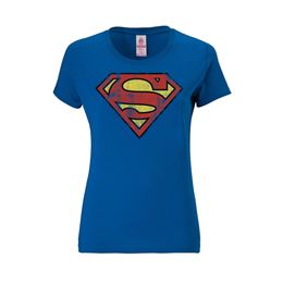 logoshirt T-Shirt 'Superman' Damen Gr&ouml;&szlig;e L blau / gelb / rot