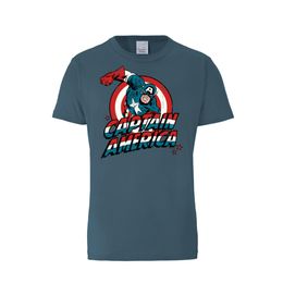 logoshirt T-Shirt 'Captain America' Herren Gr&ouml;&szlig;e XS taubenblau / rot / schwarz / wei&szlig;