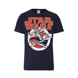 logoshirt T-Shirt 'X-Wings' Herren Gr&ouml;&szlig;e XS nachtblau / rot / wei&szlig;
