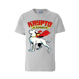 logoshirt T-Shirt 'Superdog - Krypto' Herren Gr&ouml;&szlig;e L gelb / graumeliert / rot / wei&szlig;
