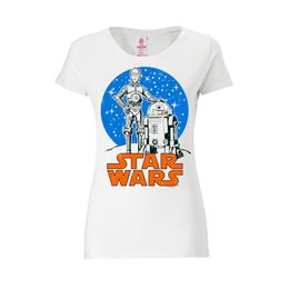 logoshirt T-Shirt 'Star Wars Droids' Damen Gr&ouml;&szlig;e L blau / orange / wei&szlig;