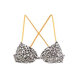 Buffalo Bikini-Top 'Kitty' Damen Gr&ouml;&szlig;e 80 braun / gelb / wei&szlig;