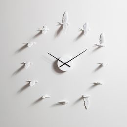Haoshi Swallow X Clock, Schwalben-Wanduhr, Kunstharz, wei&szlig;