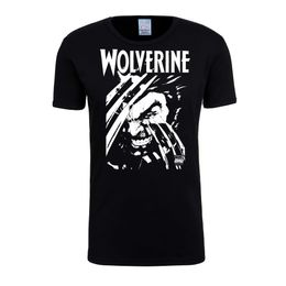 logoshirt T-Shirt 'Wolverine' Herren Gr&ouml;&szlig;e XS schwarz / wei&szlig;