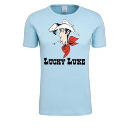 logoshirt T-Shirt 'Lucky Luke Portrait' Damen Gr&ouml;&szlig;e L hellblau
