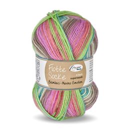 Sockenwolle Flotte Socke Bambus Merino Emotion 6 von Rellana Garne, T&uuml;rkis/Braun/Rosa/Gr&uuml;n, aus Schurwolle