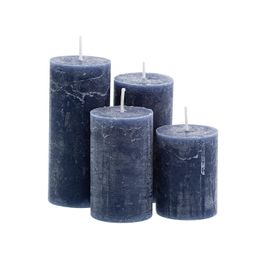 buttinette Rustikale Kerzen, blau, abgestuft, 4 Stück