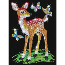 buttinette Sequin Art Paillettenbild "Rehkitz", 25 x 34 cm