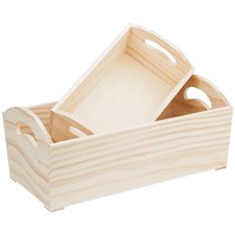 buttinette Holz-Kisten, mit Tragegriffen, 35 x 20 x 16 cm und 25 x 15 x 10 cm, 2 Stück