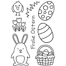 buttinette Clear Stempel-Set "Frohe Ostern"