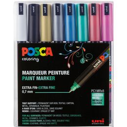 buttinette POSCA Metallic-Marker, extra fein, PC1MR, 8 Stifte