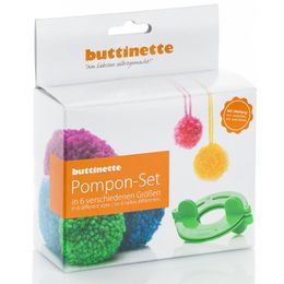 buttinette Pompon-Set, mit Schablonen in 6 Größen von 2,5–9 cm Ø