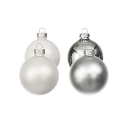 buttinette Weihnachtskugeln aus Glas, weiß, silber, 6 cm Ø, 12 Stück