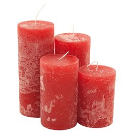 buttinette Rustikale Kerzen, rot, abgestuft, 4 Stück