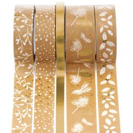 Heyda Deko-Tapes "Weihnachten", gold-weiß, 6–18 mm, 25 m