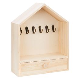 buttinette Schlüsselkasten aus Holz, mit Schublade, 25 x 10 x 31,5 cm