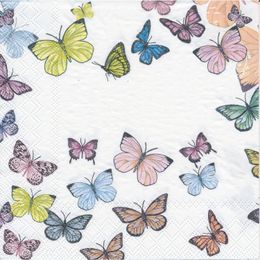 buttinette Papierservietten "Schmetterlinge pastell", 33 x 33 cm, 20 Stück