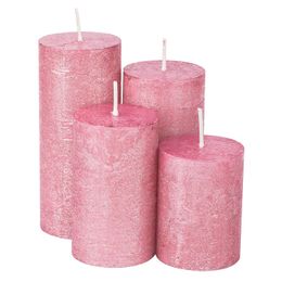 buttinette Rustikale Kerzen, rosé-metallic, abgestuft, 4 Stück