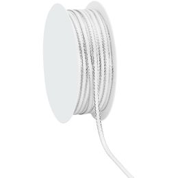 buttinette Satinband, weiß-silber, 3 mm, 20 m