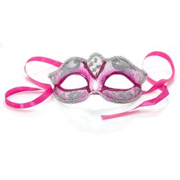 buttinette Maske "Venezia", pink/silber