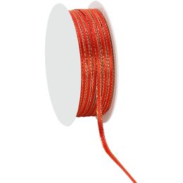 buttinette Satinband, rot-gold, 3 mm, 20 m