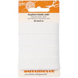 buttinette Gummiband "Knopfloch-Elastik", weiß, Breite: 20 mm, Länge: 5 m