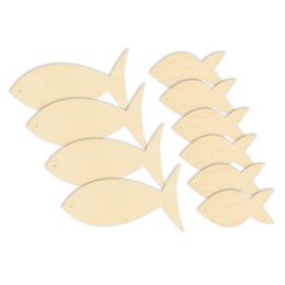 buttinette Deko-Fische aus Holz, 11 x 5 cm und 17 x 9,5 cm, 10 Stück