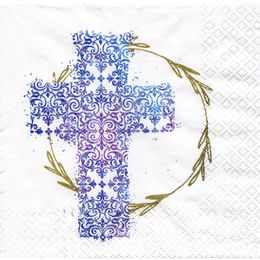 buttinette Papierservietten "blaues Kreuz", 33 x 33 cm, 20 Stück