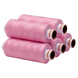 buttinette Universal-Nähgarn, Stärke: 100, 5er-Pack, rosa