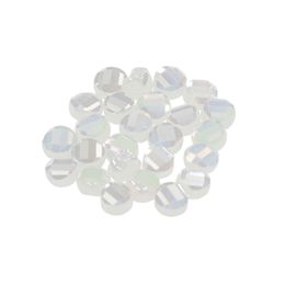 buttinette Facettierte Glasperlen, flach, weiß-irisierend, 8 mm, 25 Stück