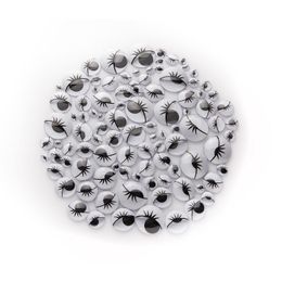 buttinette Wackelaugen mit Wimpern, zum Kleben, schwarz-weiß, 7–24 mm Ø, 100 Stück
