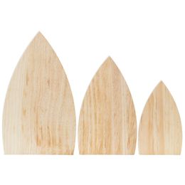 buttinette Dreiecke aus Holz, gerundet, 15 cm, 20 cm und 25 cm