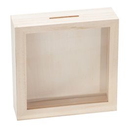 buttinette Spardose "Rahmen" aus Holz, 17 x 17 cm