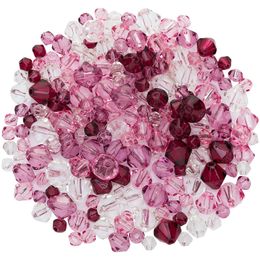 buttinette Facettierte Glasperlen, lila-rosa-transparent, 4–8 mm Ø, 50 g