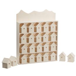 buttinette Adventskalender "Häuser" aus Holz, 40 x 32 cm