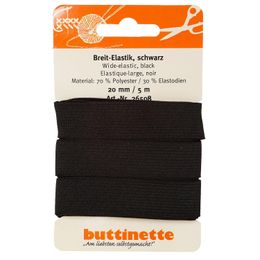buttinette Gummiband "Breit-Elastik", schwarz, Breite: 20 mm, Länge: 5 m
