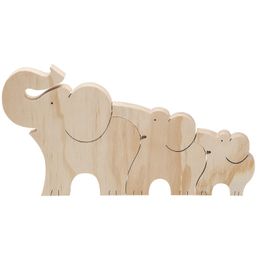 buttinette Elefantenfamilie aus Holz, 30 x 16 cm, 3 Stück