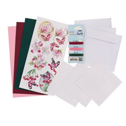 buttinette Fadengrafik-Kartenset "Schmetterling rosa"