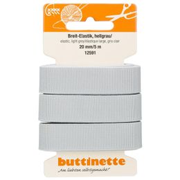 buttinette Gummiband "Breit-Elastik", hellgrau, Breite: 20 mm, Länge: 5 m