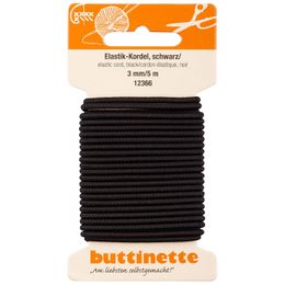 buttinette Elastik-Kordel, schwarz, Stärke: 3 mm, Länge: 5 m