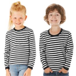 buttinette Langärmeliges Ringelshirt "Black Stripes" für Kinder