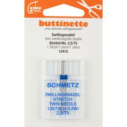 buttinette Zwillingsnadel "Stretch", Stärke: 75, Nadelabstand: 2,5 mm