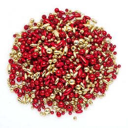 buttinette Perlenmischung, rot und gold, 4–12 mm, 80 g