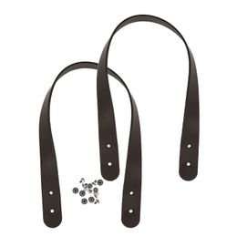buttinette Taschengriffe "Miyako", schwarz, aus Echtleder, Länge: 50 cm